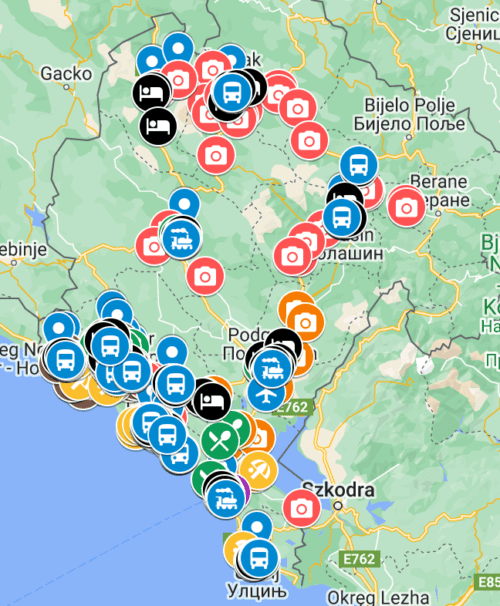 CZARNOGÓRA: mapa 370+ atrakcji, plaż, zabytków, restauracji i noclegów